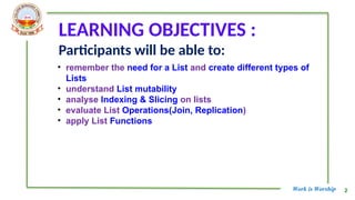 Brief Explanation On List and Dictionaries of Python | PPTX