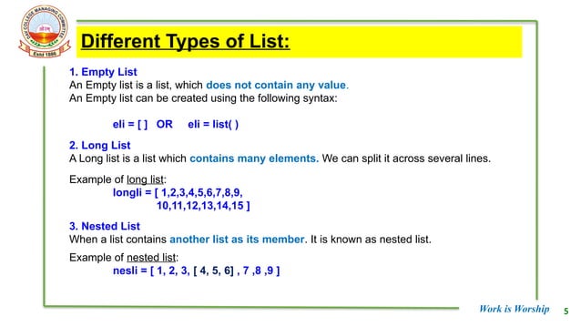 Brief Explanation On List and Dictionaries of Python | PPT | Free Download