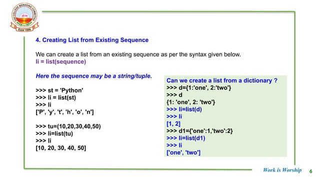 Brief Explanation On List and Dictionaries of Python | PPTX