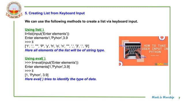 Brief Explanation On List and Dictionaries of Python | PPTX