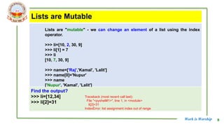 Brief Explanation On List and Dictionaries of Python | PPTX