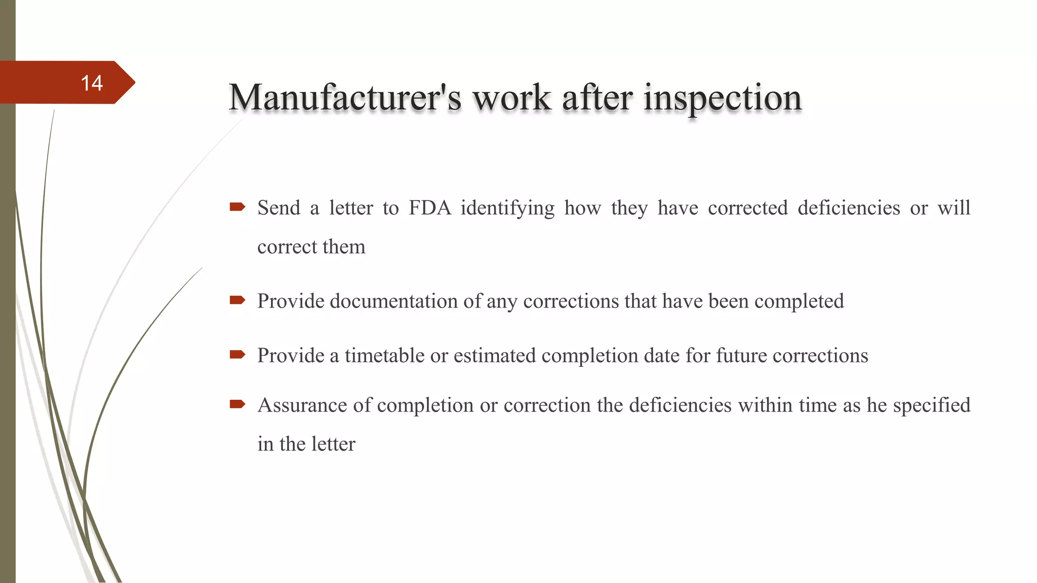 FDA inspection of manufacturing sites | PPTX