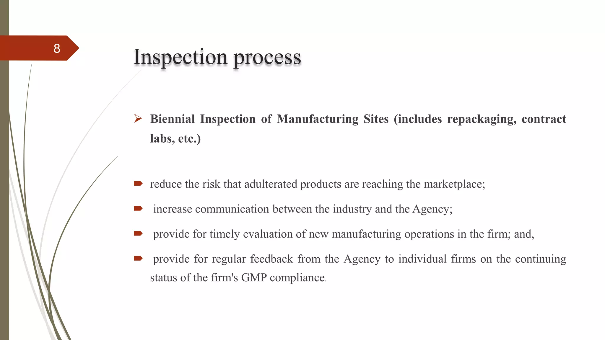FDA inspection of manufacturing sites | PPTX