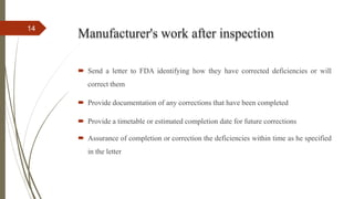 FDA inspection of manufacturing sites | PPTX