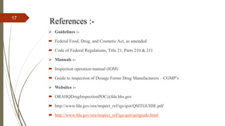 FDA inspection of manufacturing sites | PPTX