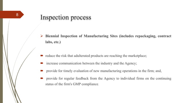 FDA inspection of manufacturing sites | PPTX