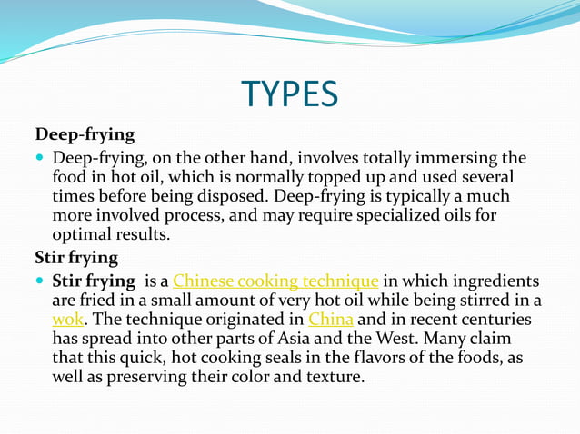 TYPES OF COOKING METHODS | PPTX | Cooking | Food & Drink