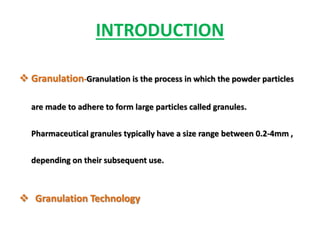 Seminar on granulation by purnima | PPTX