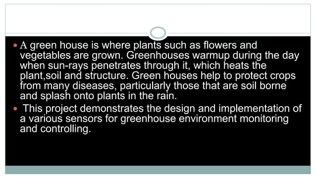 Seminar on Green House Monitoring with Control | PPT