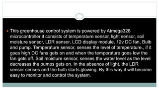 Seminar on Green House Monitoring with Control | PPT