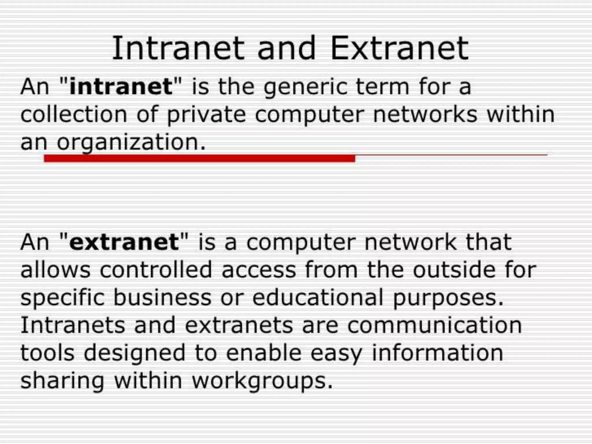 INTERNET HISTORY INTRANET EXTRANET | PPTX