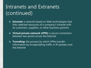 INTERNET HISTORY INTRANET EXTRANET | PPTX