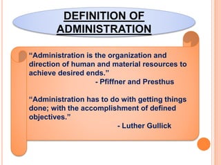 Seminar on introduction of administration | PPTX