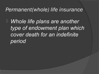 Seminar on life insurance | PPT