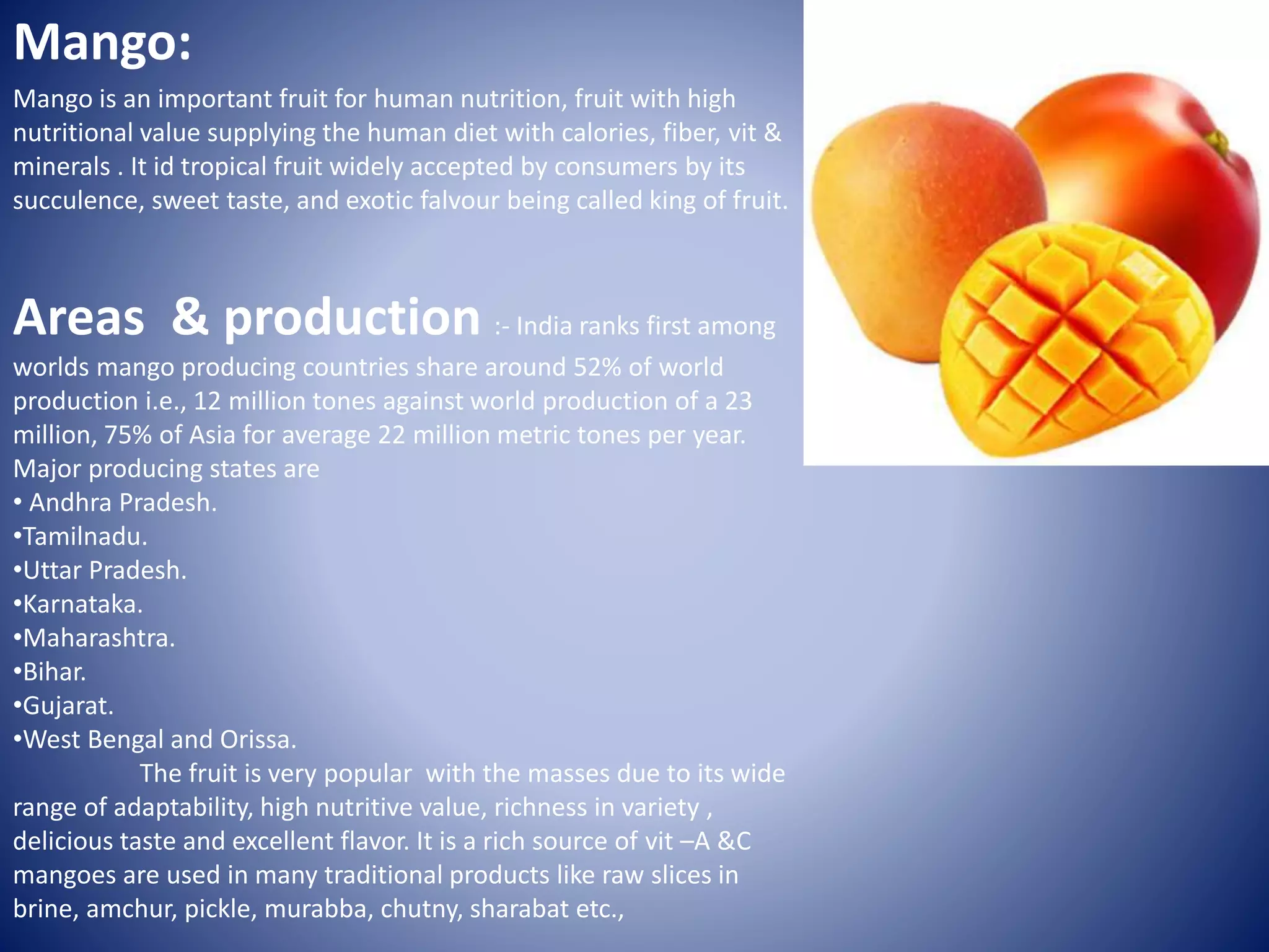 Seminar on mango and sapota | PPT