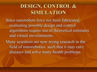 Seminar on nanorobotics | PPT
