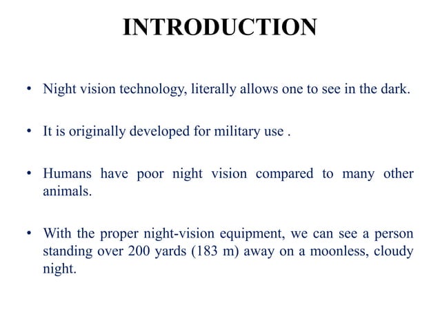 Seminar on night vision technology ppt | PPTX