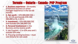 Ontario, Canada PNP Business immigration | PPT