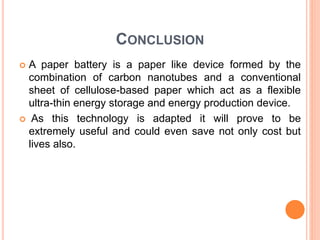 Seminar on paper battery | PPTX
