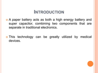 Seminar on paper battery | PPTX