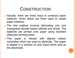 Seminar on paper battery | PPTX