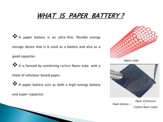 Seminar on paper battery | PPTX | Chemistry | Science