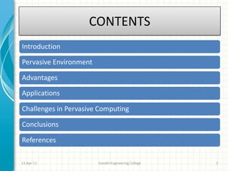 Seminar on pervasive computing | PPTX