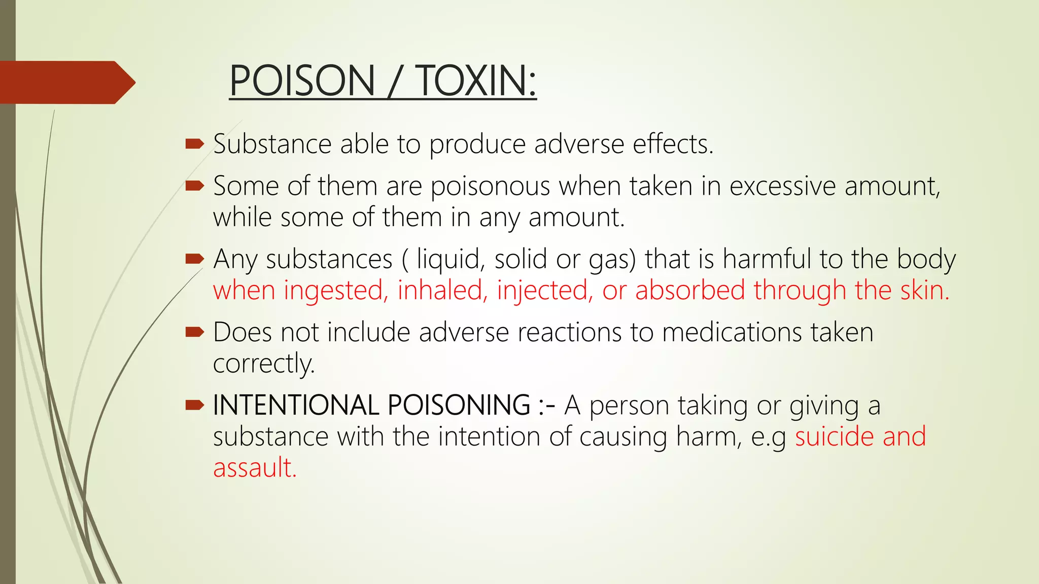 poisoning, its types and emergent management. | PPTX