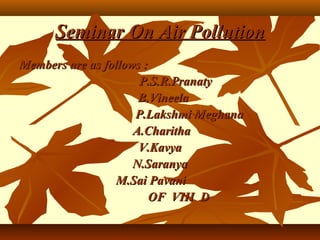 Seminar on pollution | PPT