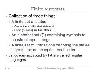 Seminar on quantum automata and Languages | PPTX