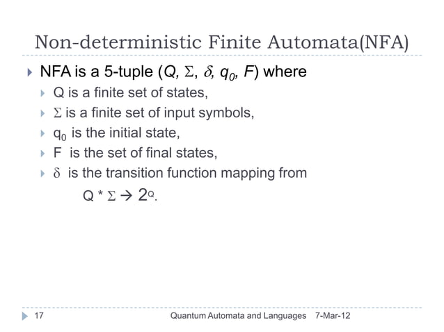 Seminar on quantum automata (complete) | PPTX