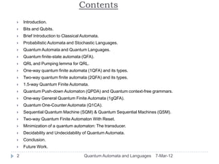 Seminar on quantum automata (complete) | PPTX