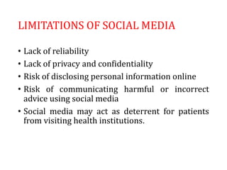 Seminar on role of social media in health | PPTX