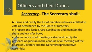 Seminar on Roles and Functions Of Officers | PPTX