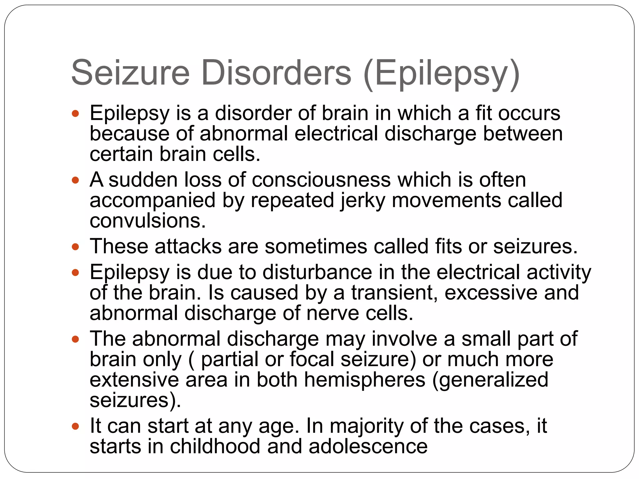 Seminar on Seizure Disorders | PPTX