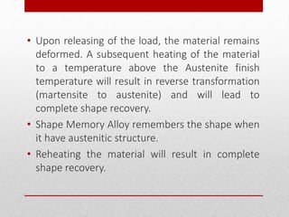Seminar on shape memory alloys | PPT