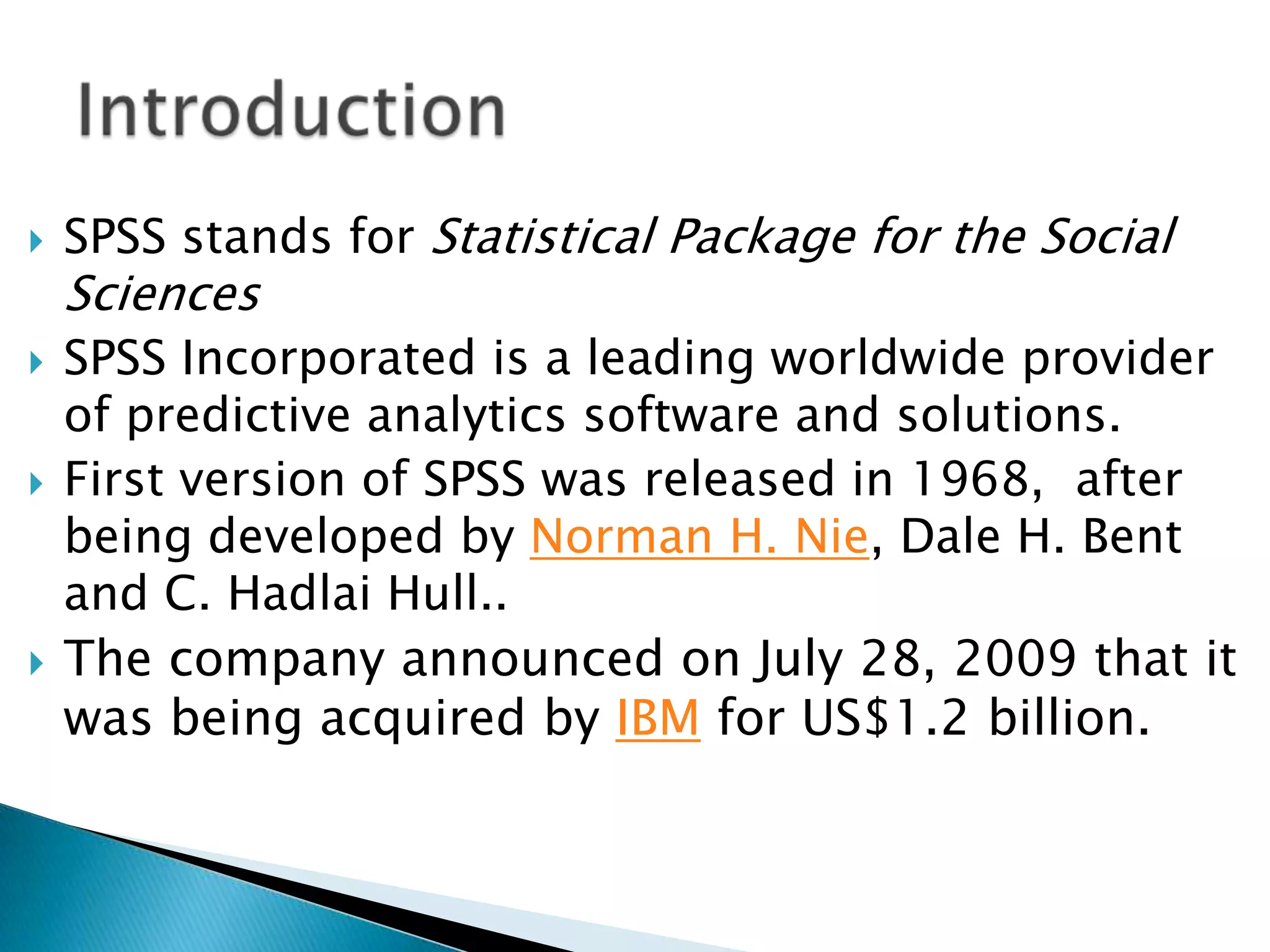 Statistical Package for Social Science (SPSS) | PPTX
