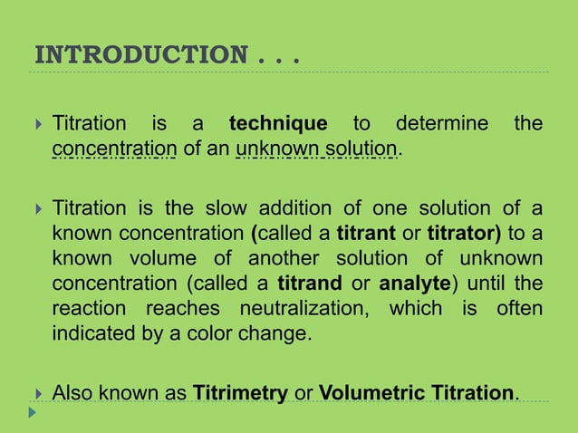 Titration - principle, working and application | PPTX