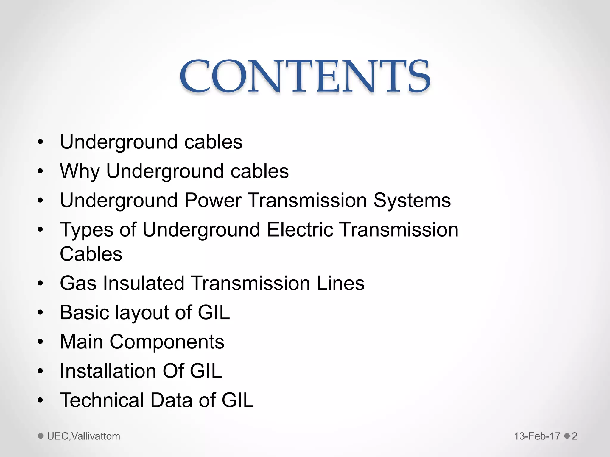 UNDERGROUND HIGH POWER TRANSMISSION LINES | PPTX