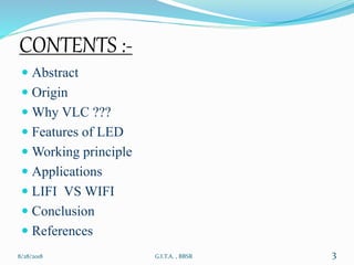 Seminar on vlc / visible light communication | PPTX