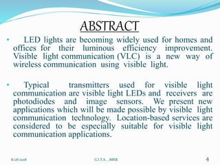 Seminar on vlc / visible light communication | PPTX