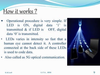 Seminar on vlc / visible light communication | PPTX