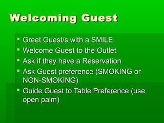 Seminar on Waitering | PPT