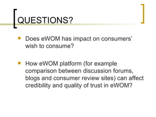 eWOM, Consumers and Companies | PPT