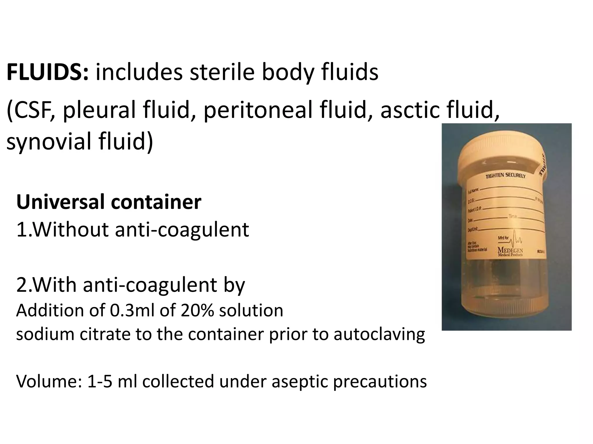 samplecollection and transport of sample | PPTX