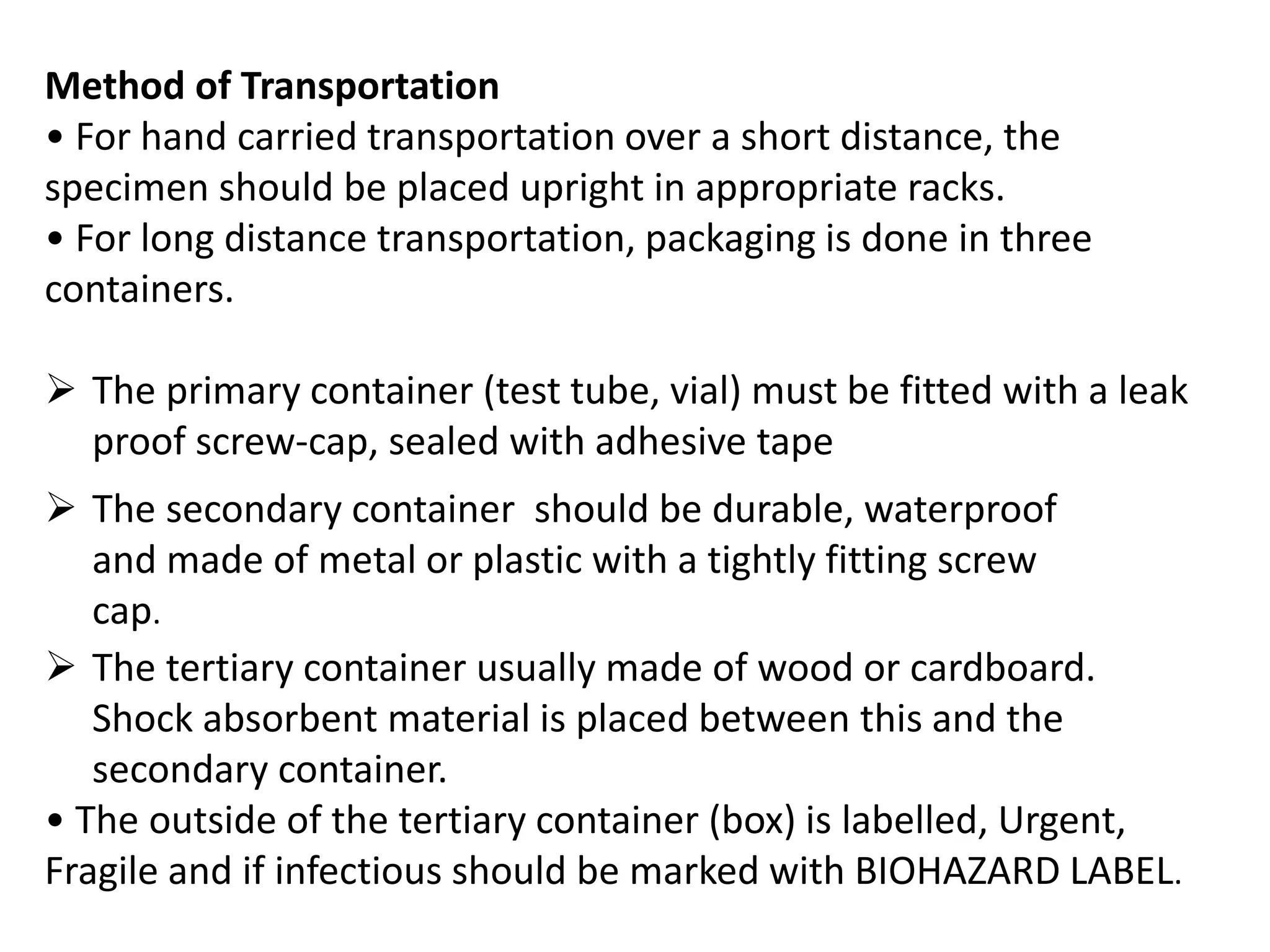 samplecollection and transport of sample | PPTX