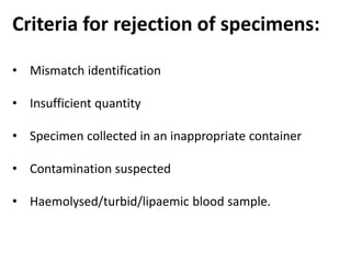 samplecollection and transport of sample | PPTX