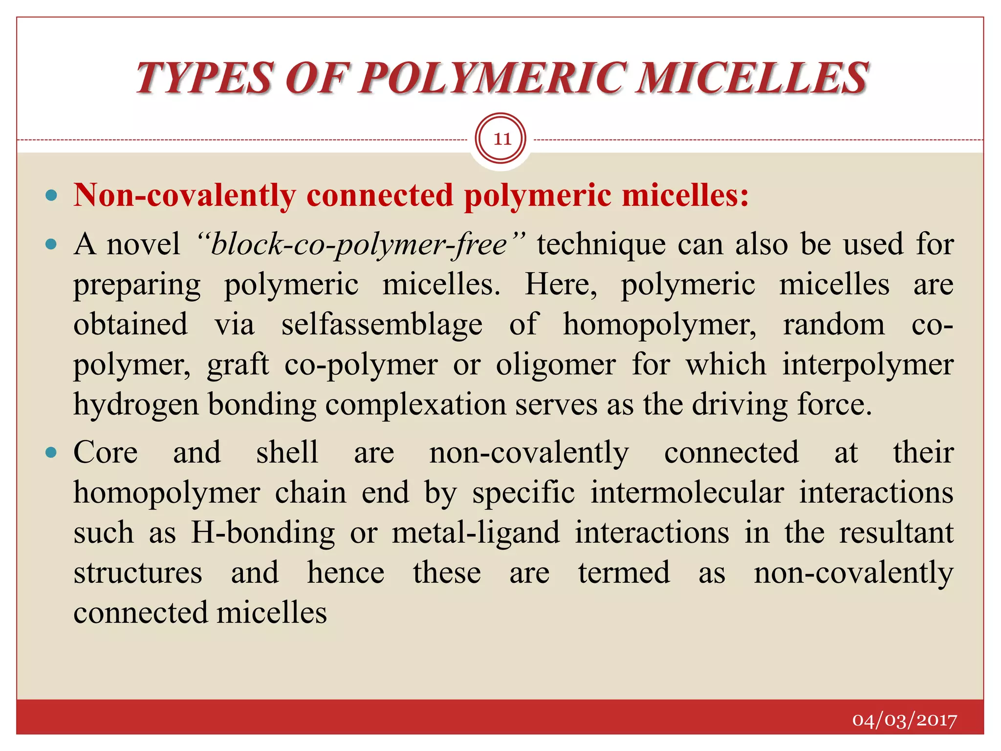 Seminar polymeric micelles | PPTX
