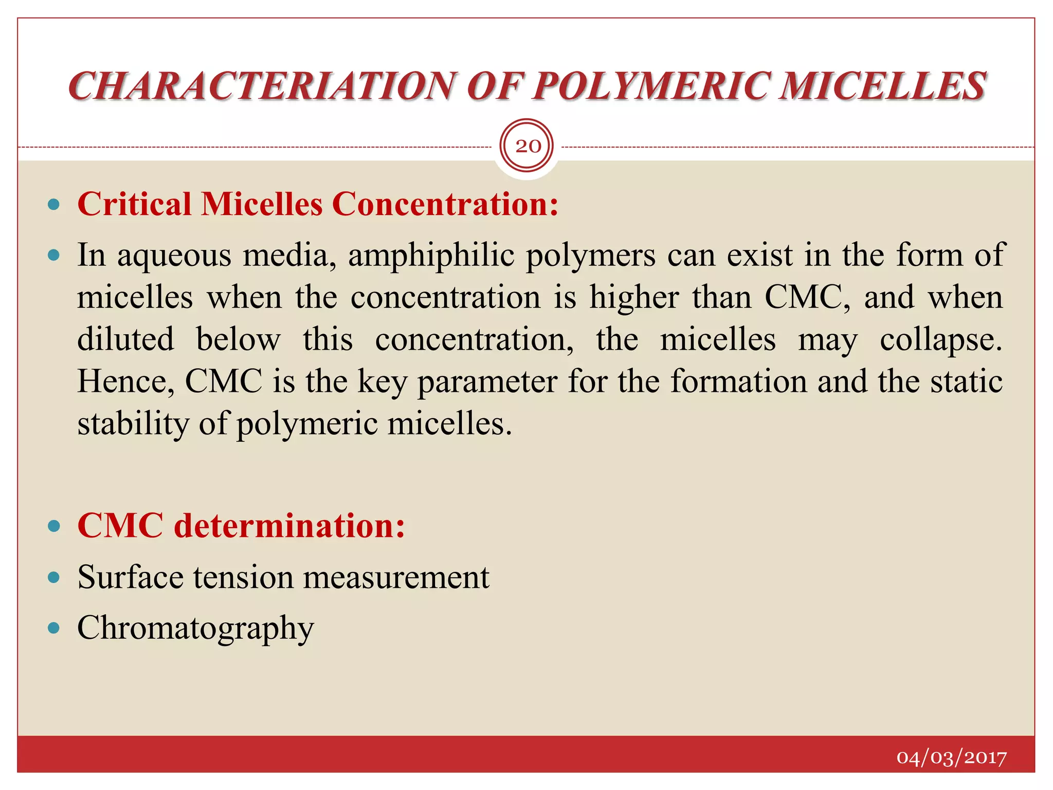 Seminar polymeric micelles | PPTX
