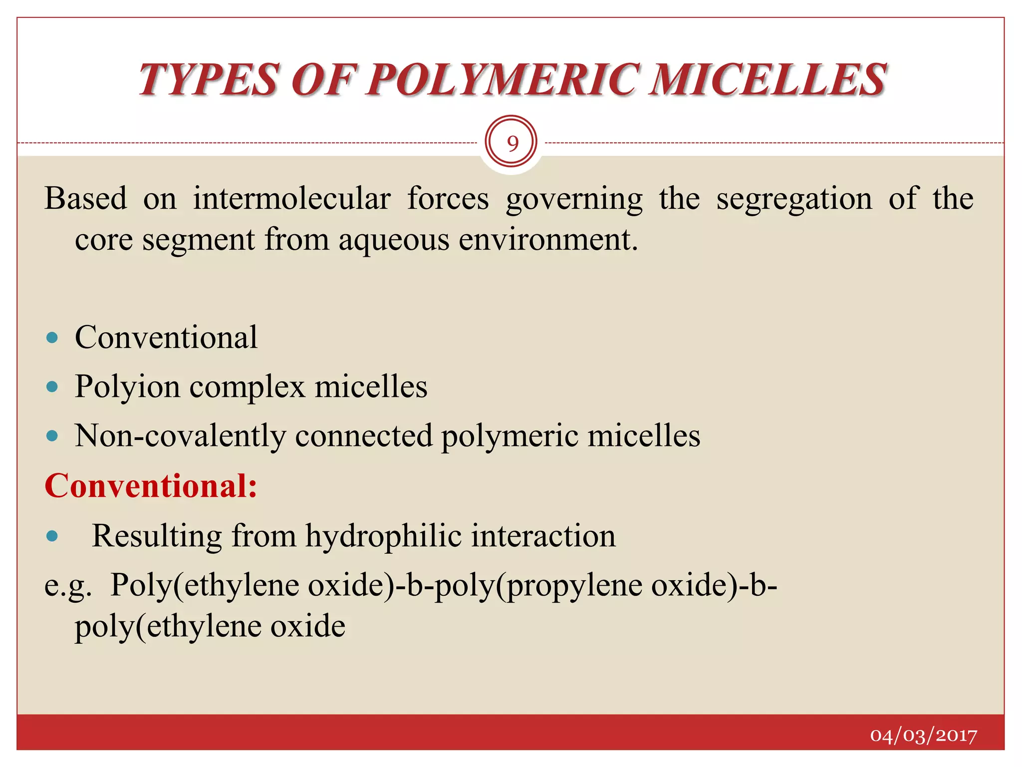 Seminar polymeric micelles | PPTX